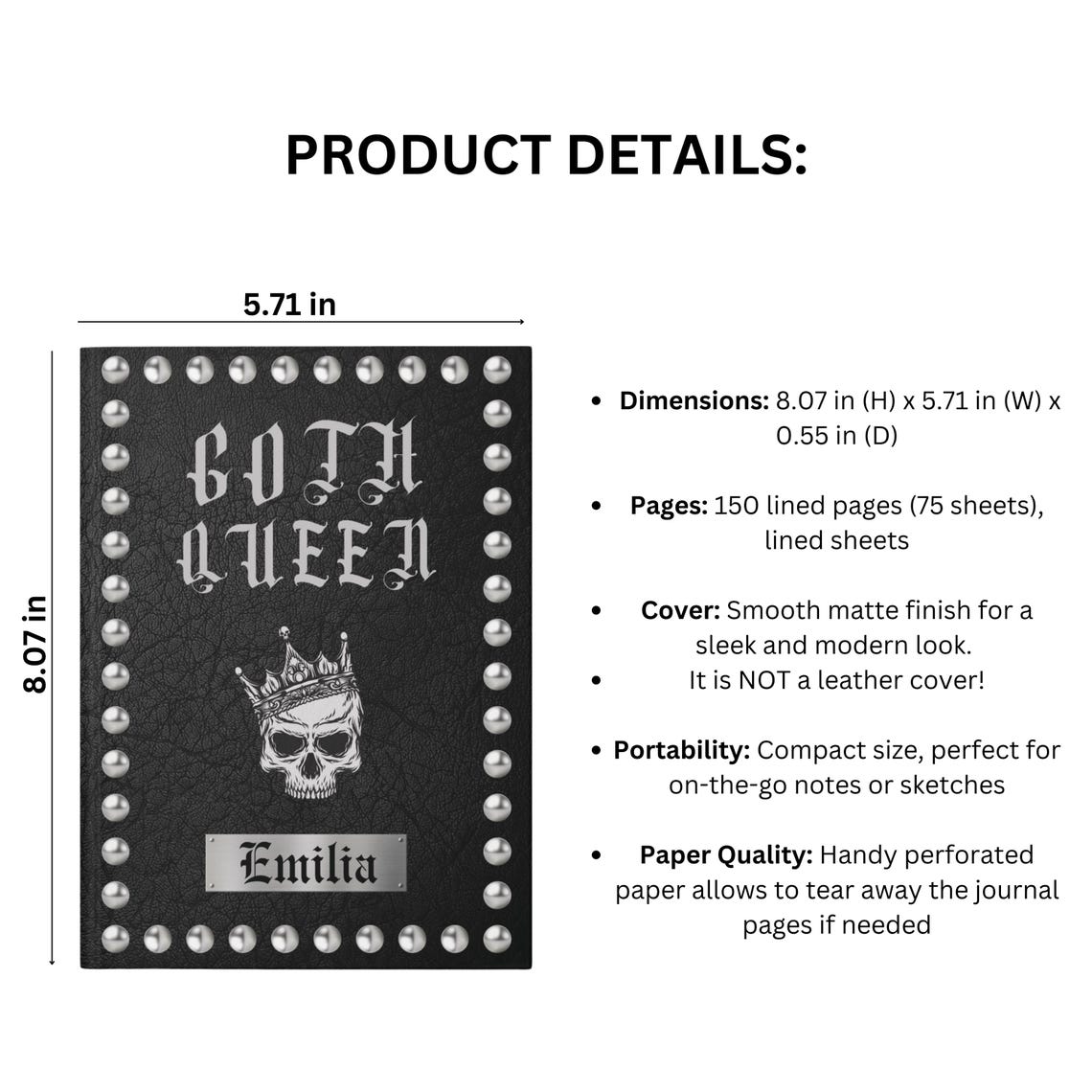 Personalized Gothic Journal, Custom Gothic Notebook, Custom Book With ...