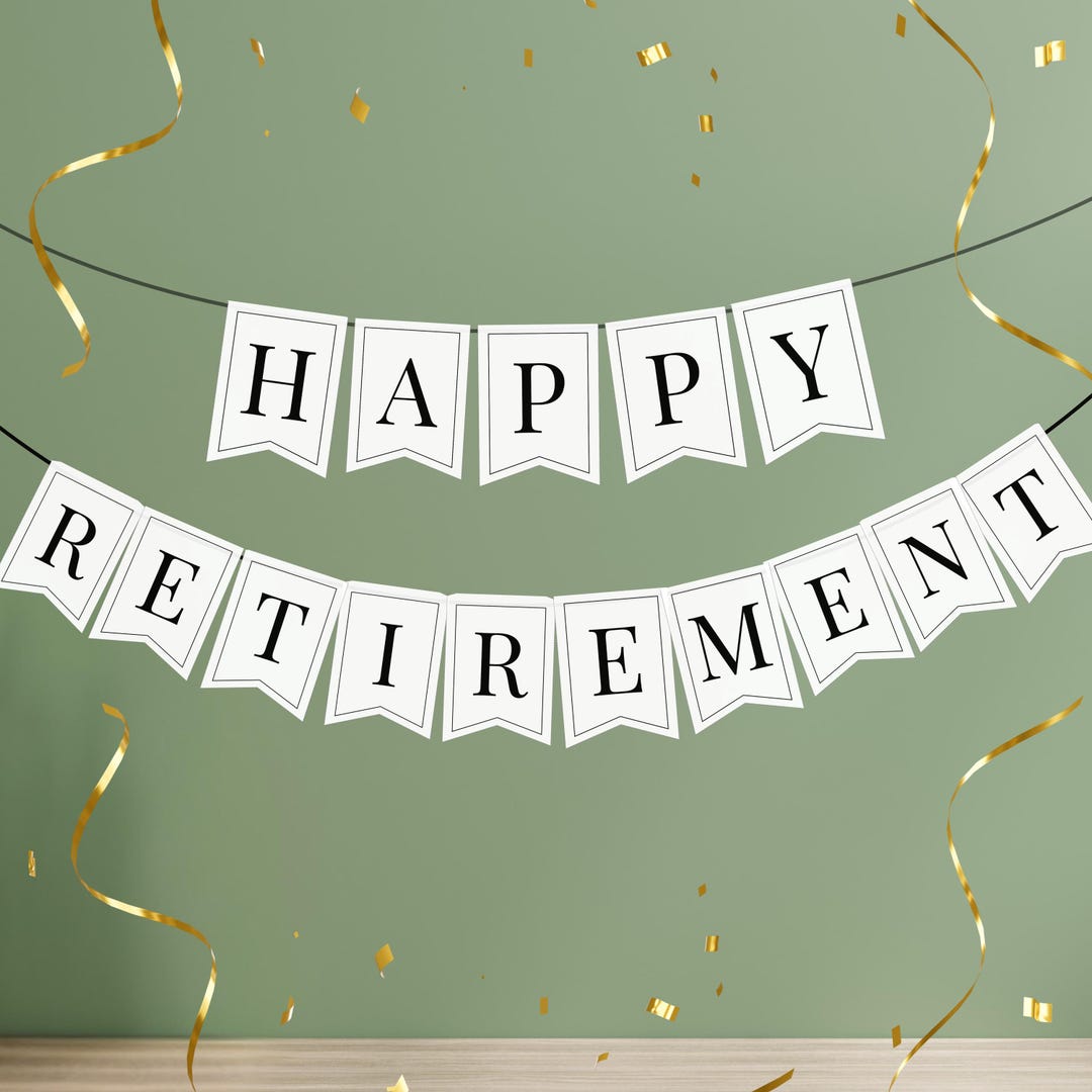 Retirement Banner, DIY Printable Birthday Party Banner, Shower ...