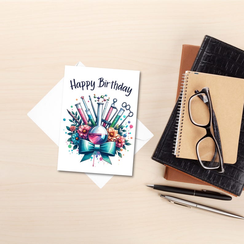 Science Birthday Card Printable 5x7 Gift for Scientists, Biologists ...