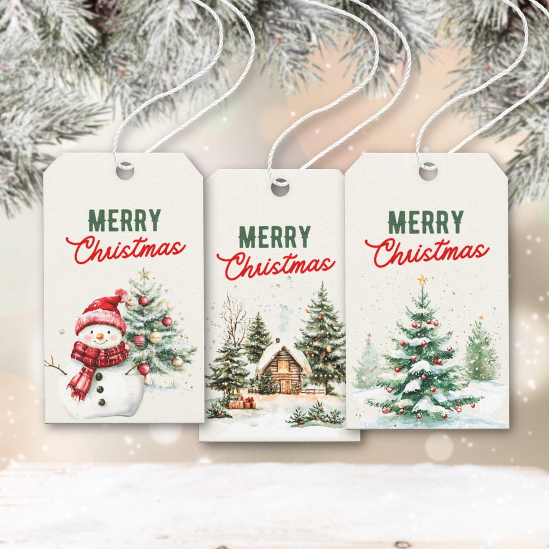 Set of 9 Christmas Printable Gift Tags, Present Tags, Holiday Crafts - Etsy