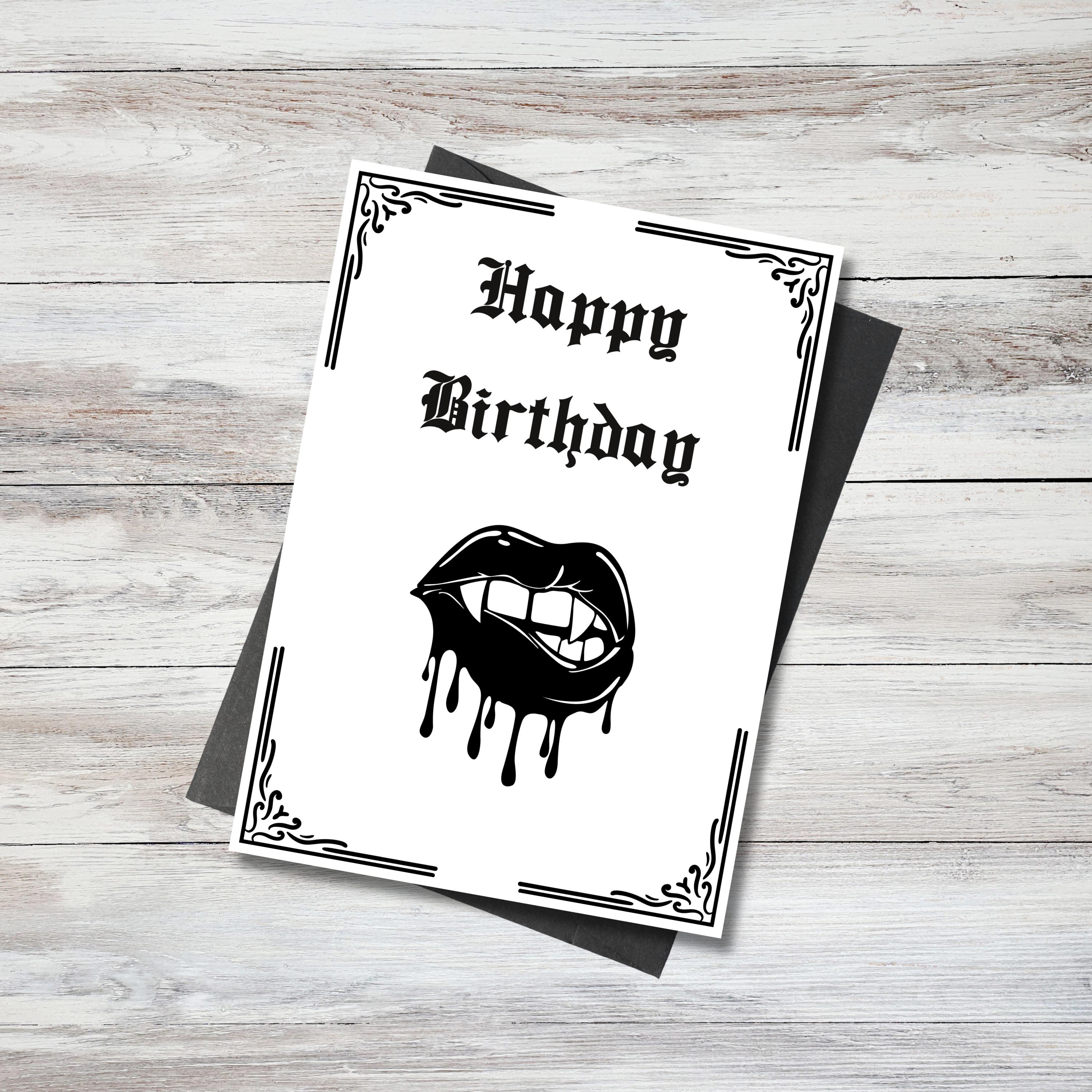 Printable Vampire Gothic Birthday Card, Goth Gift, Vampire Card 5x7 ...