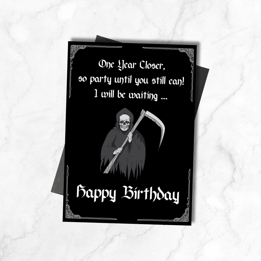 Printable Death Ripper Birthday Card, Gothic Gift, Goth Card 5x7 ...