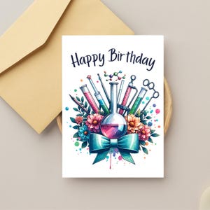 Science Birthday Card Printable 5x7 Gift for Scientists, Biologists ...