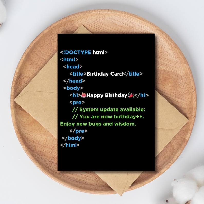 Programmer Birthday Card Printable Funny Coding Gift for Developers ...