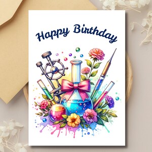 Science Birthday Card Printable 5x7 Gift for Scientists, Biologists ...