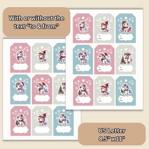 Christmas Unicorn Printable Gift Tags, 9 Present Tags, Holiday Crafts ...