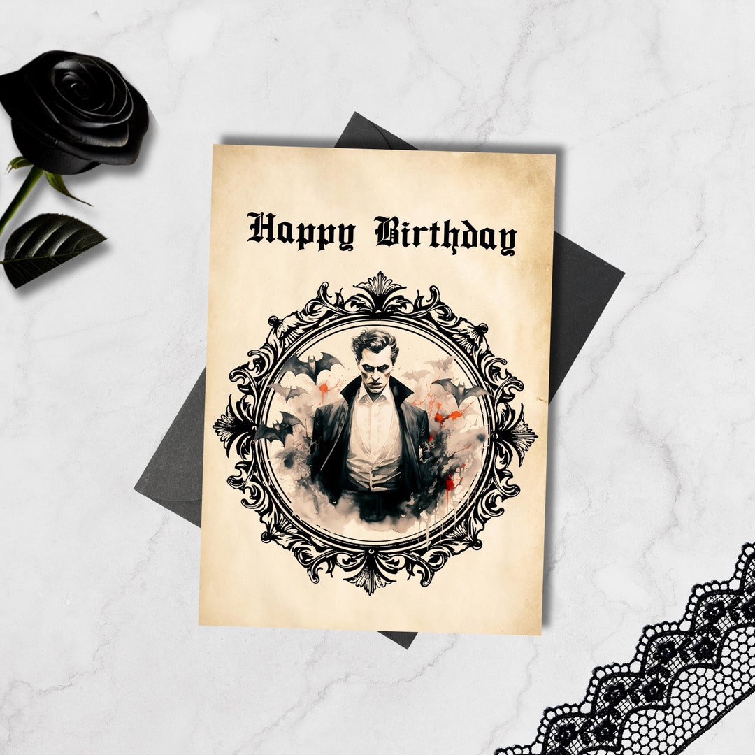 Printable Vampire Gothic Birthday Card, Goth Gift, Vampire Card 5x7 ...