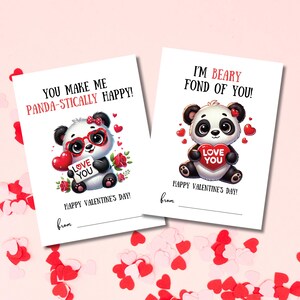 Panda Kids Valentine's Day Cards, Funny Printable Classroom Valentine ...