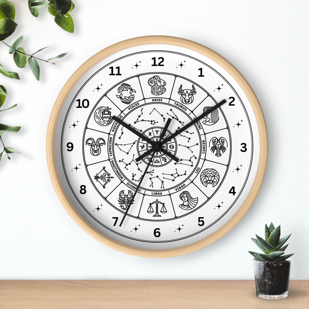 Zodiac Wall Clock Astrology Gift Horoscope Constellation Clock ...