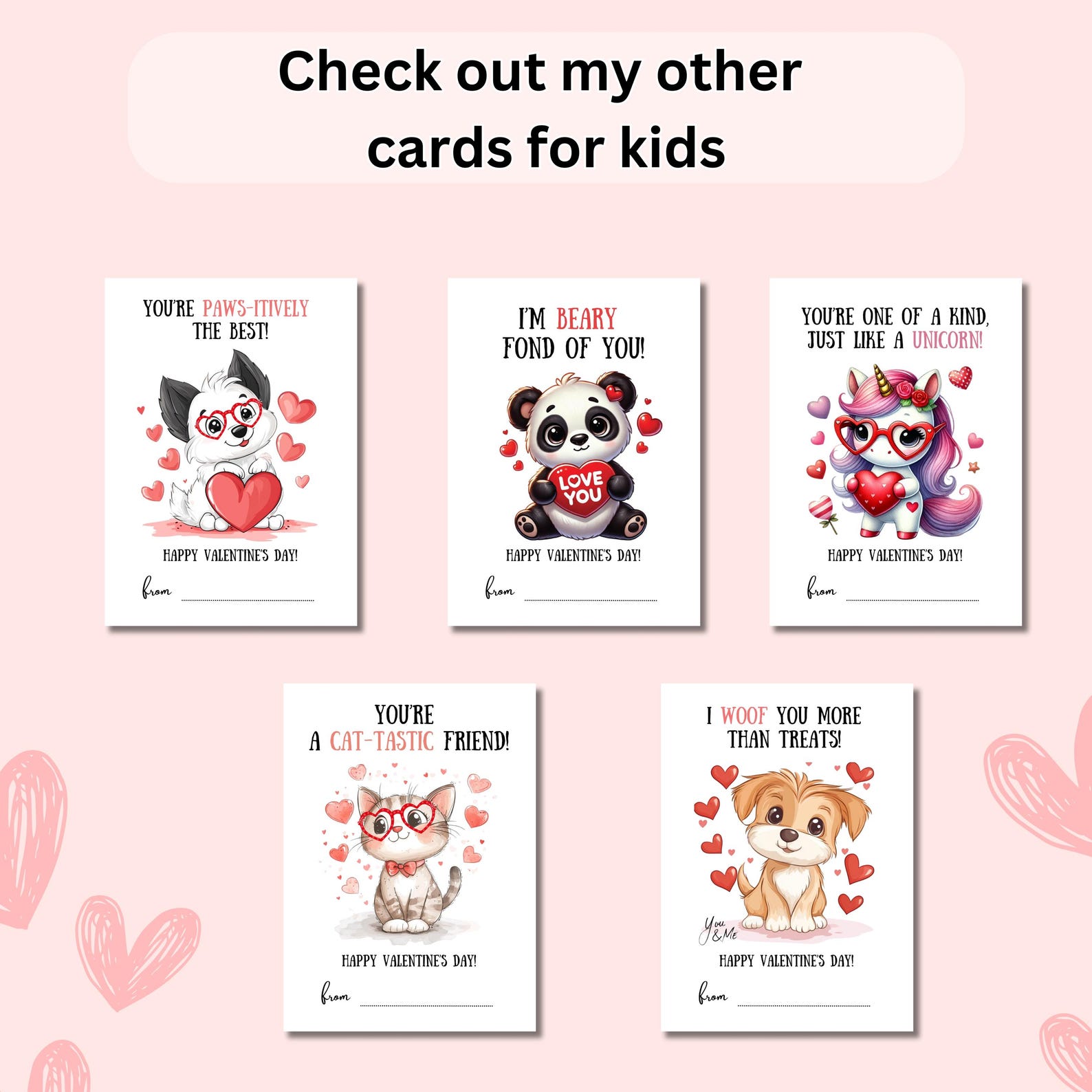 Kids Valentine's Day Cards With Animals, Funny Printable Classroom ...