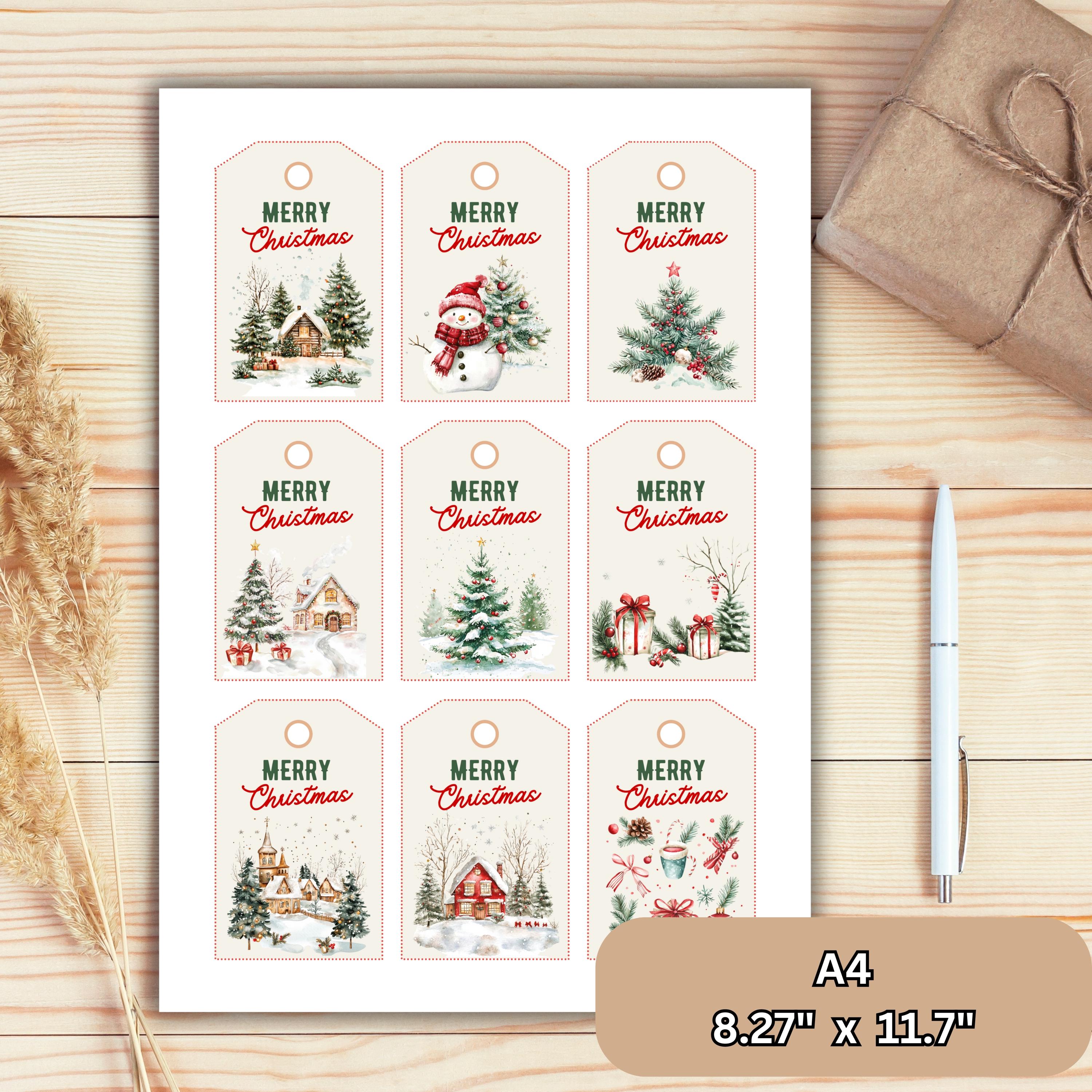 Set of 9 Christmas Printable Gift Tags, Present Tags, Holiday Crafts - Etsy