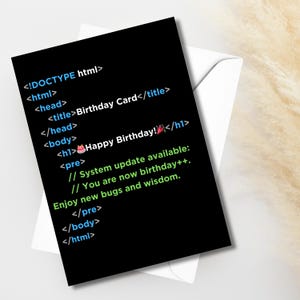 Programmer Birthday Card Printable Funny Coding Gift for Developers ...