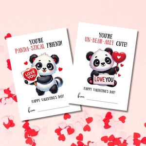 Panda Kids Valentine's Day Cards, Funny Printable Classroom Valentine ...