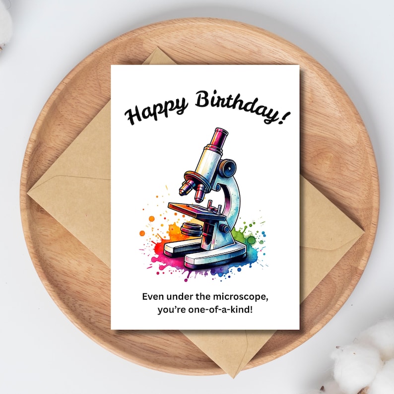 Funny Science Birthday Card Printable Microscope Card 5x7 Gift for ...