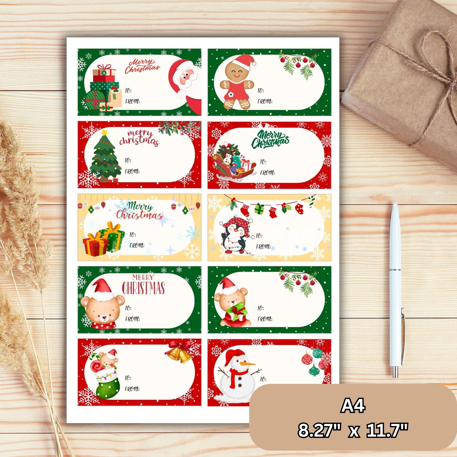 10 Christmas Printable Labels for Presents, Christmas Gift Tags ...