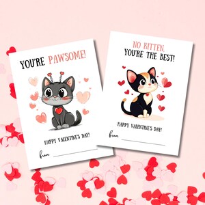 Cat Valentine's Day Cards: 6 Funny Kids Classroom Printables (PDF) - Etsy