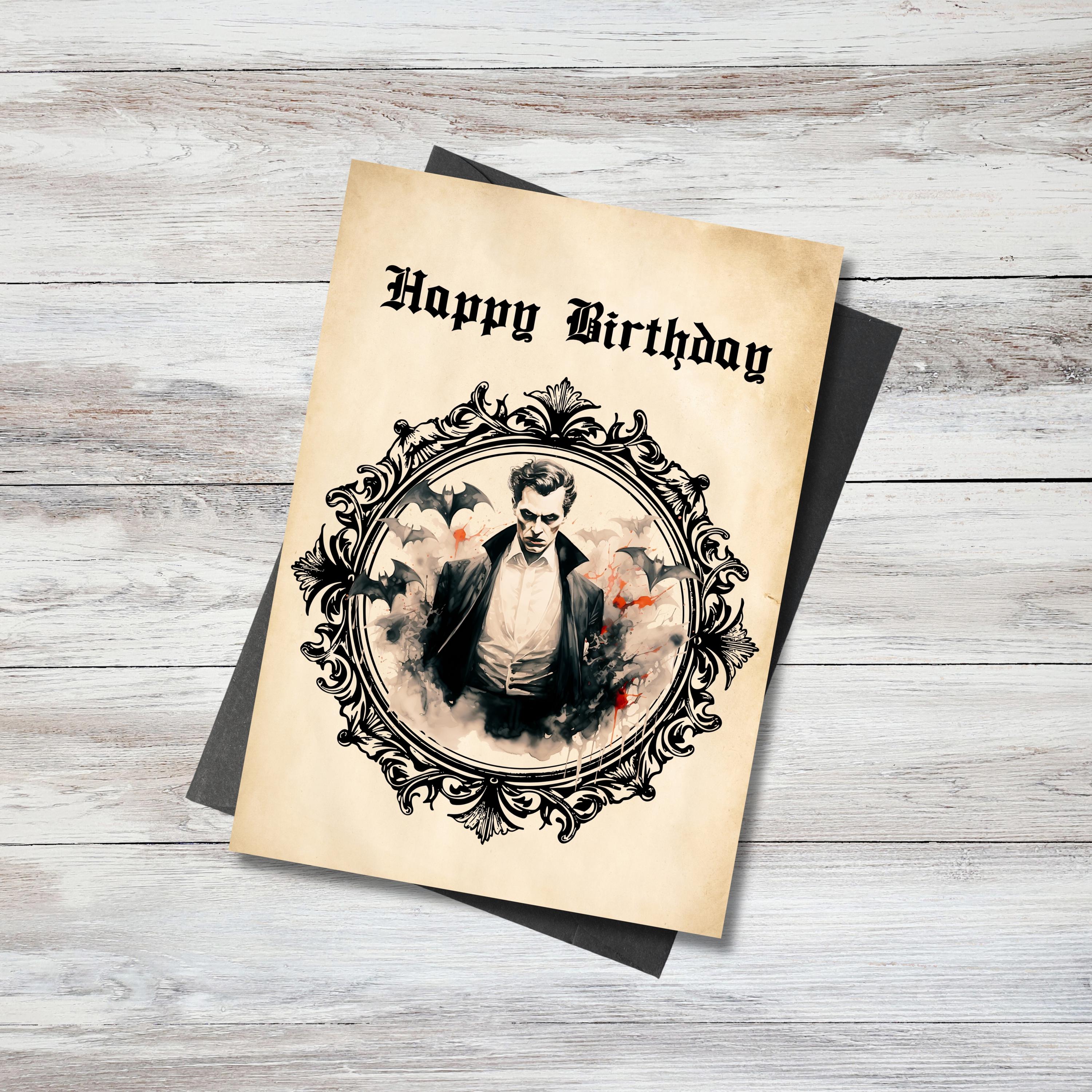 Printable Vampire Birthday Card: Gothic 5x7 Greeting (digital Download ...