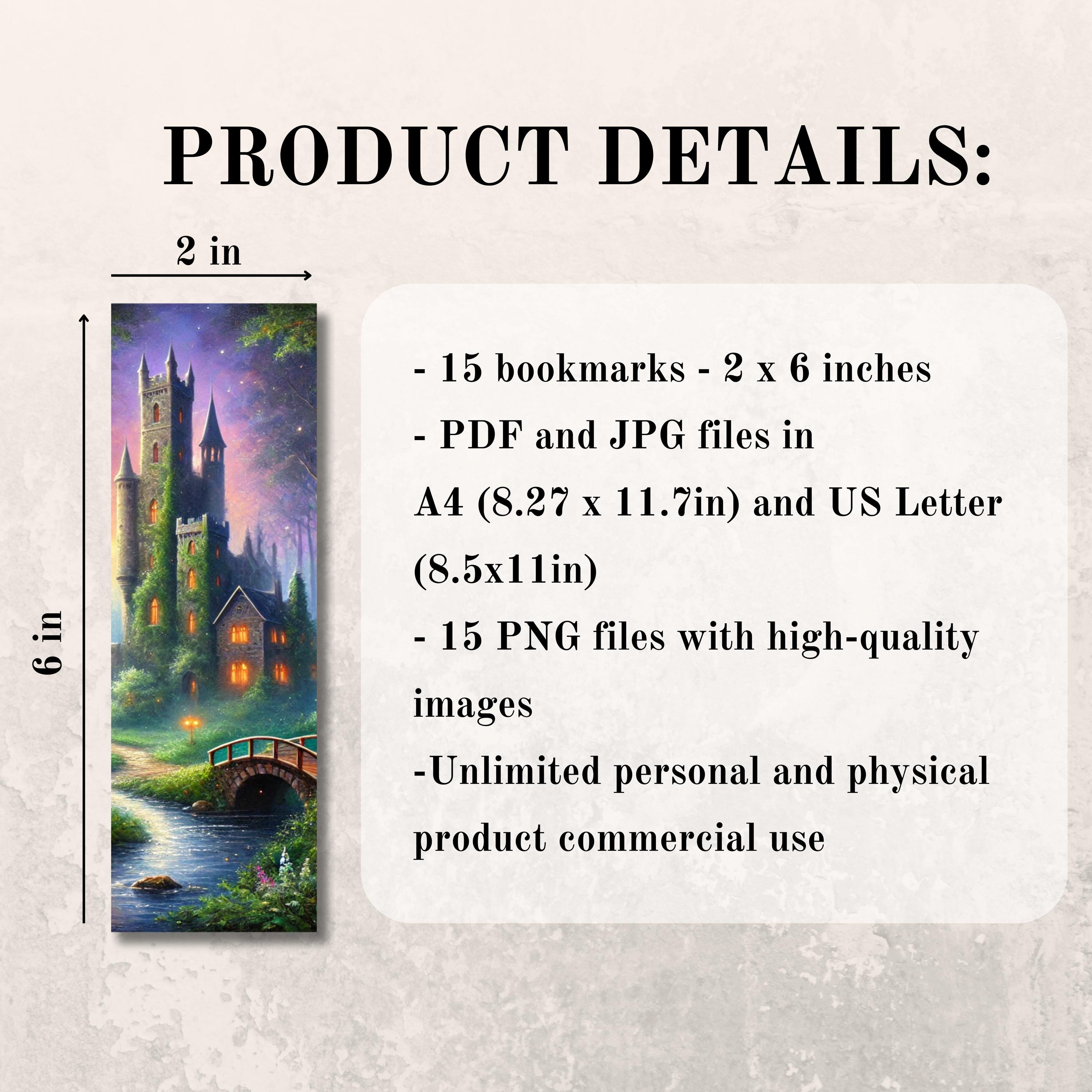 Castle Printable Bookmarks, 15 Medieval Castle Bookmark Sheets, PNG ...