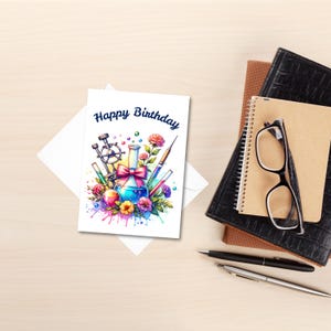 Science Birthday Card Printable 5x7 Gift for Scientists, Biologists ...