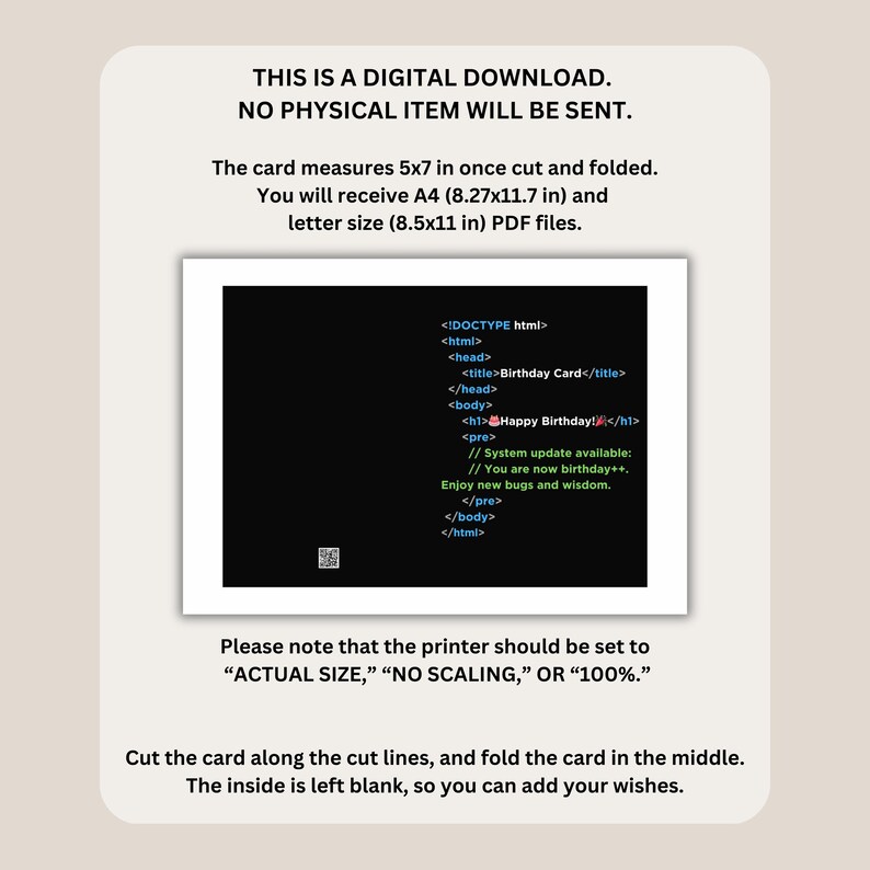 Programmer Birthday Card Printable Funny Coding T For Developers Engineers Tech Lovers