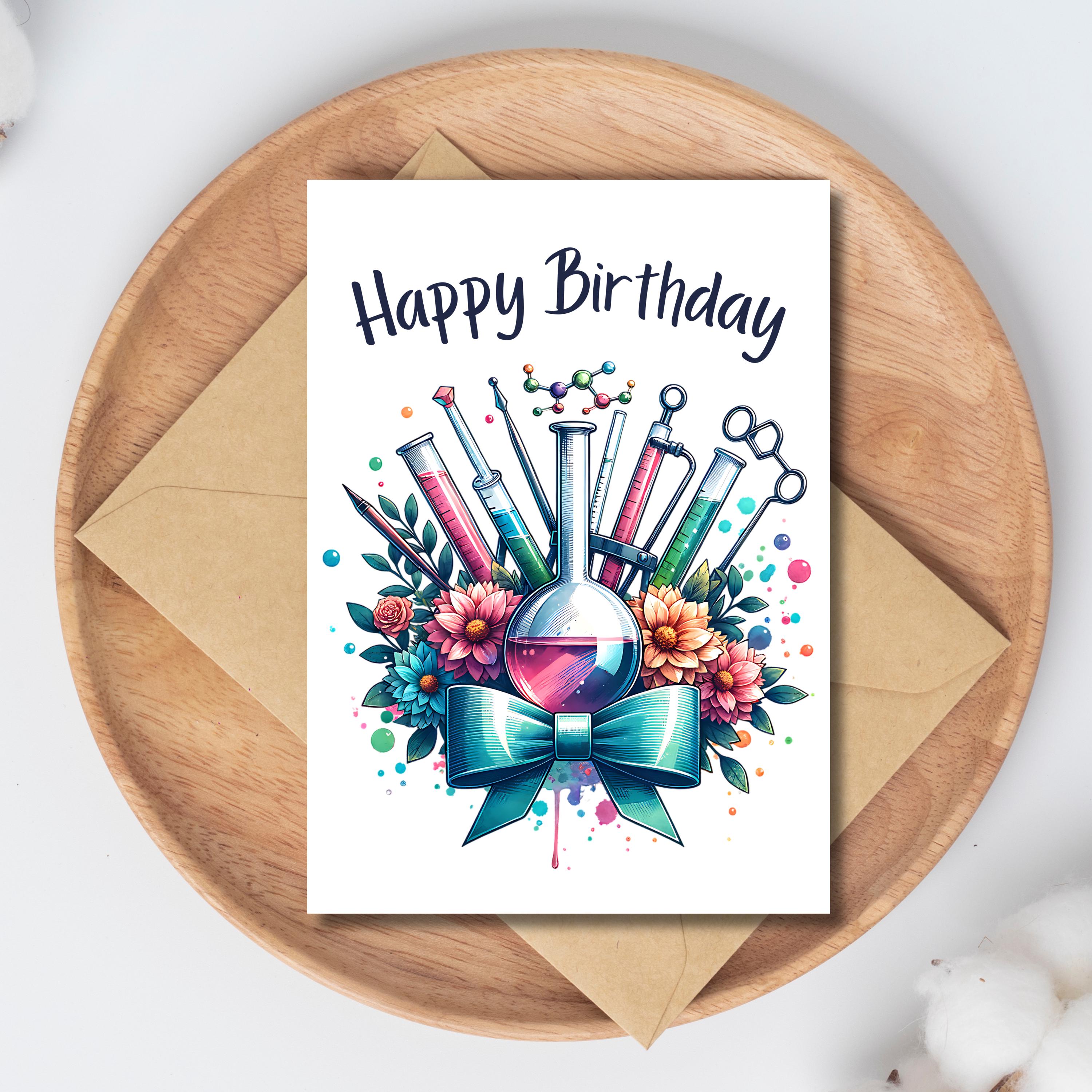Science Birthday Card Printable 5x7 Gift for Scientists, Biologists ...