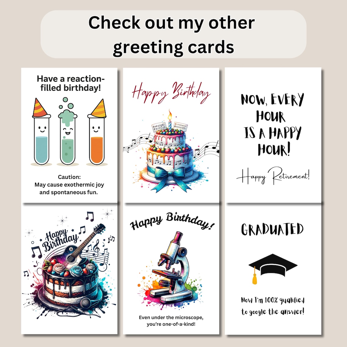 Science Birthday Card Printable 5x7 Gift for Scientists, Biologists ...