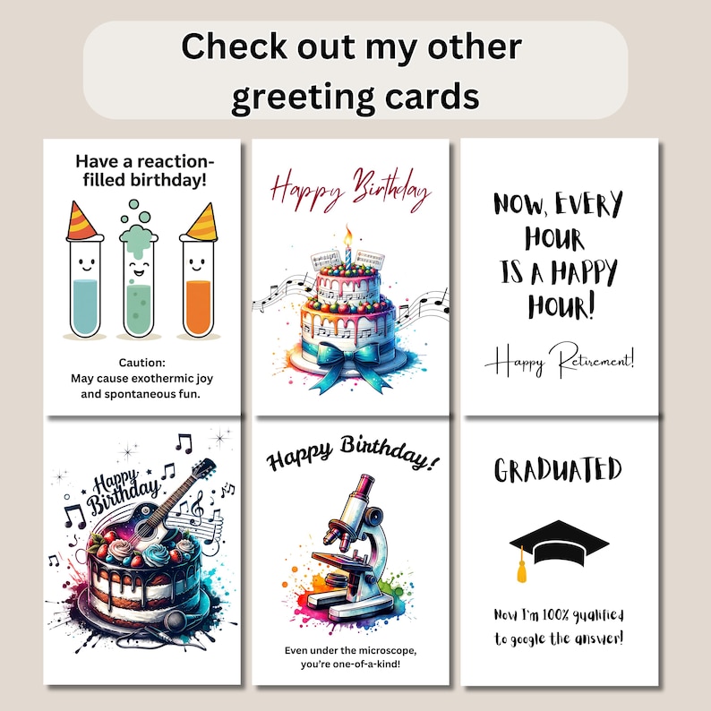 Science Birthday Card Printable 5x7 Gift for Scientists, Biologists ...