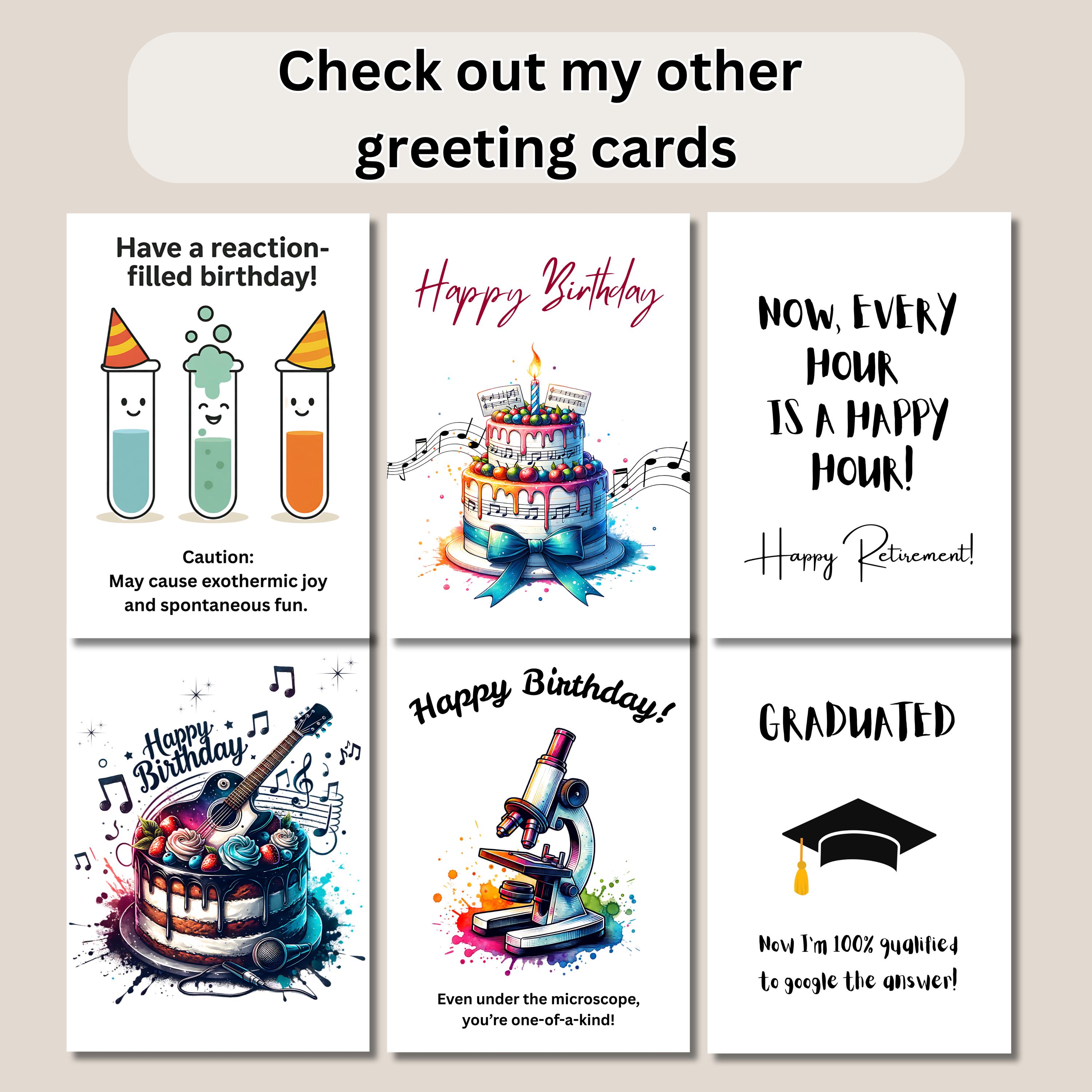 Science Birthday Card Printable 5x7 Gift for Scientists, Biologists ...