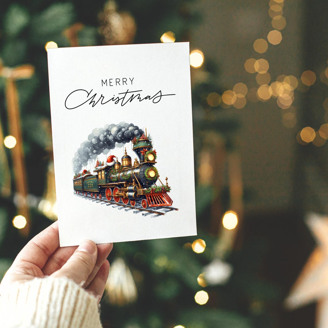 Vintage Christmas Train Cards: 8 Printable Holiday Greetings (digital ...