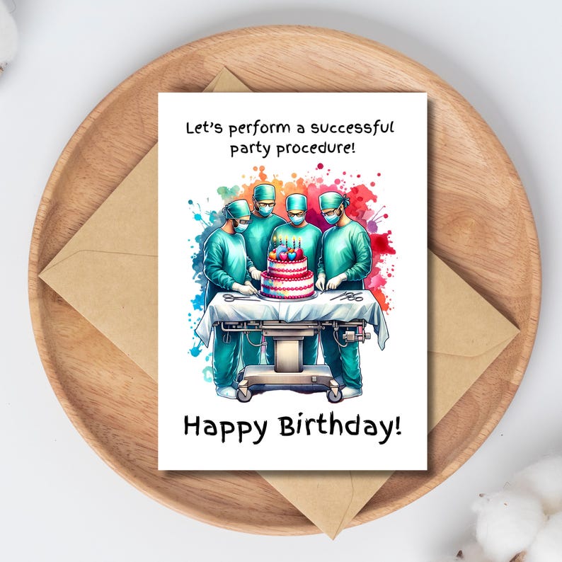 Funny Surgeon Birthday Card: Medical Staff, Coworker Gift (printable ...