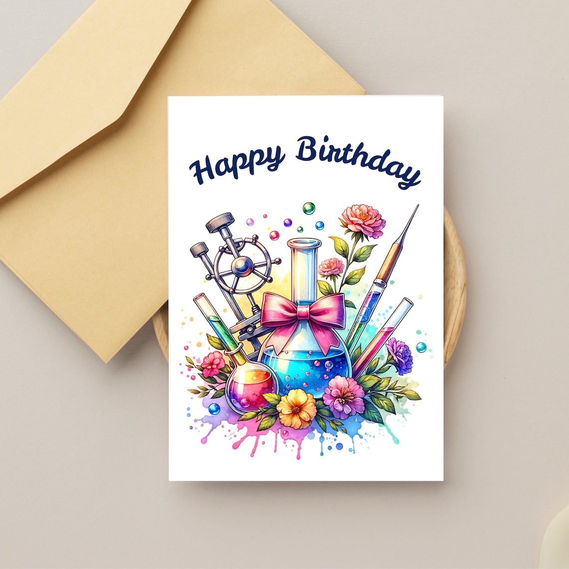 Science Birthday Card Printable 5x7 Gift for Scientists, Biologists ...
