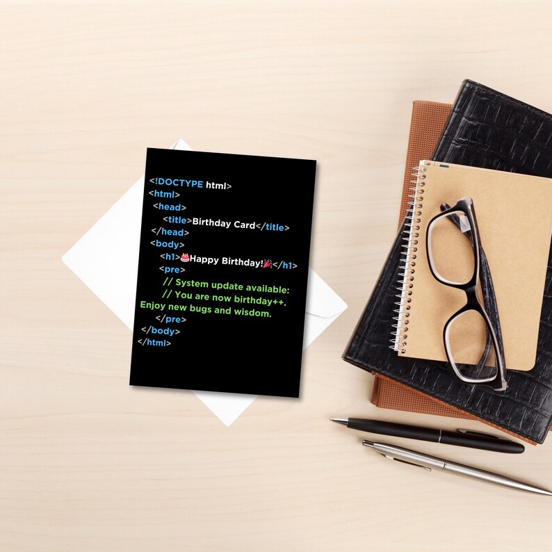 Programmer Birthday Card Printable Funny Coding Gift for Developers, Engineers, Tech Lovers ...