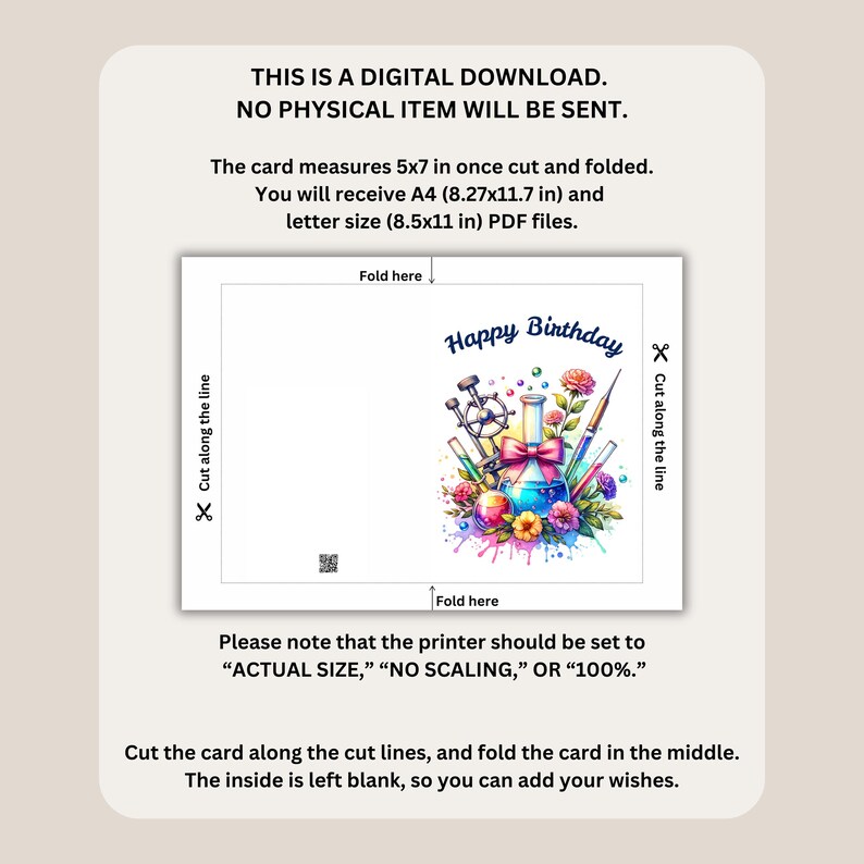 Science Birthday Card Printable 5x7 Gift for Scientists, Biologists ...