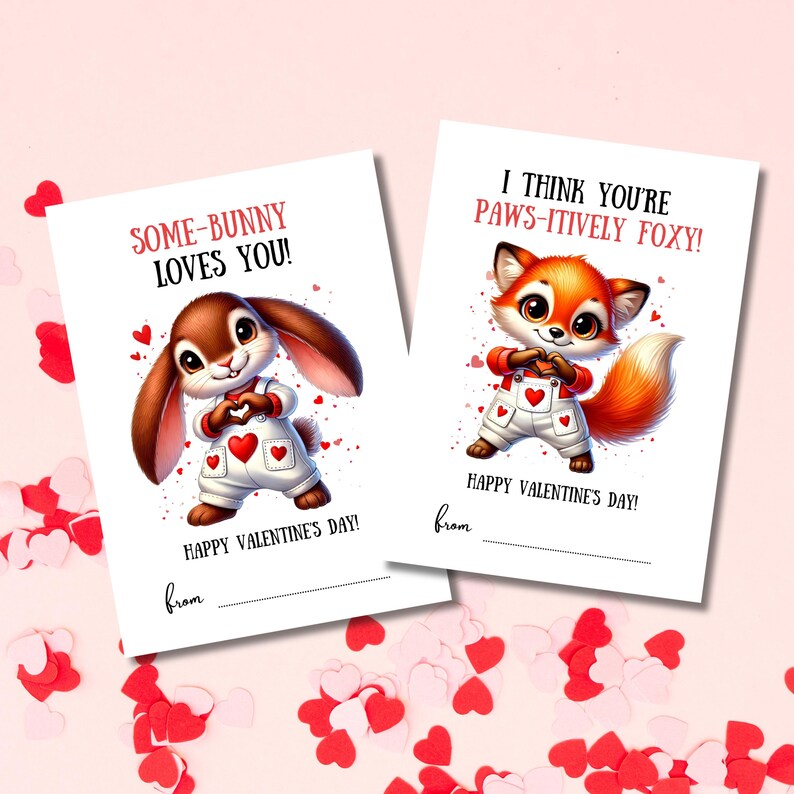 Kids Valentine's Day Cards With Animals, Funny Printable Classroom ...