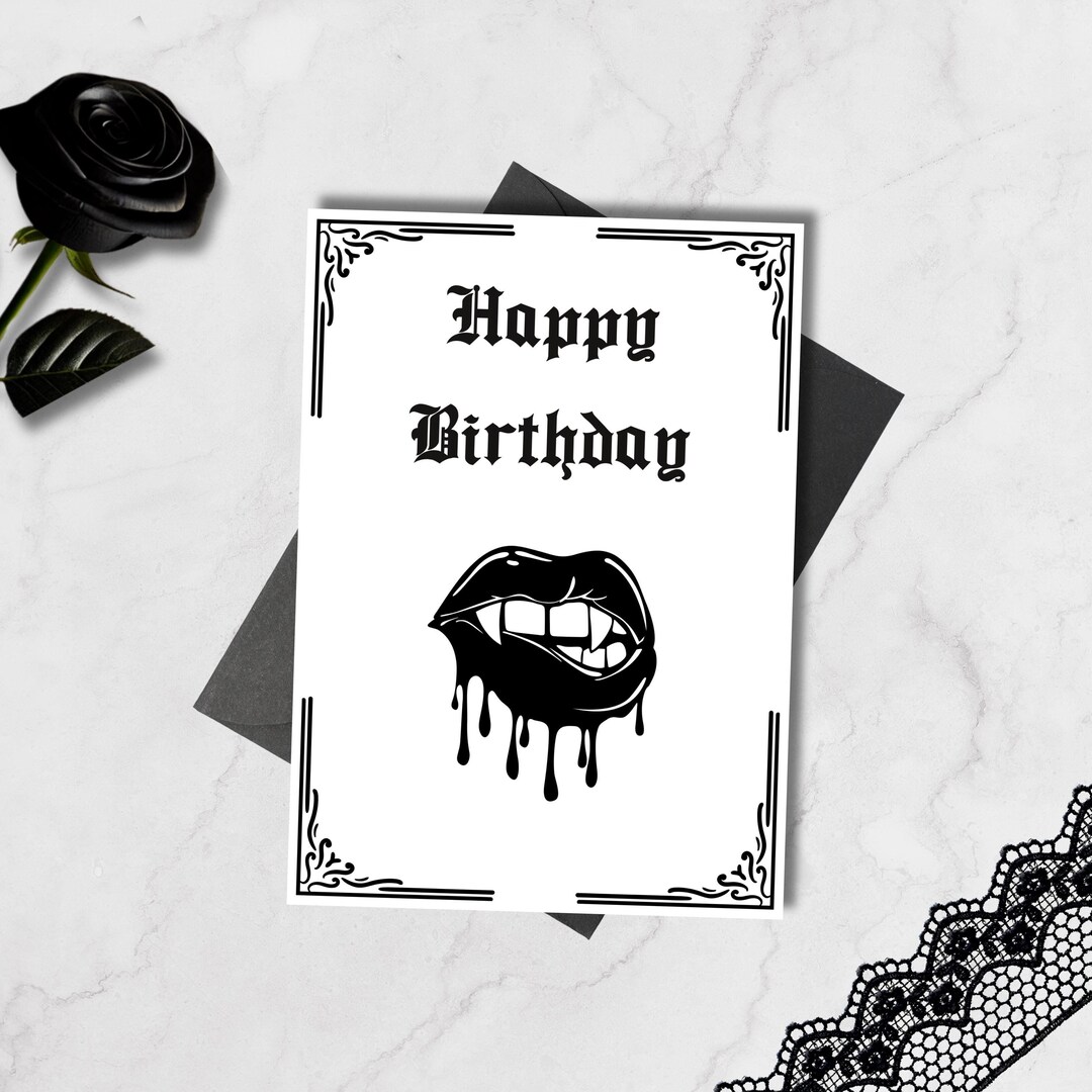Printable Vampire Gothic Birthday Card, Goth Gift, Vampire Card 5x7 ...