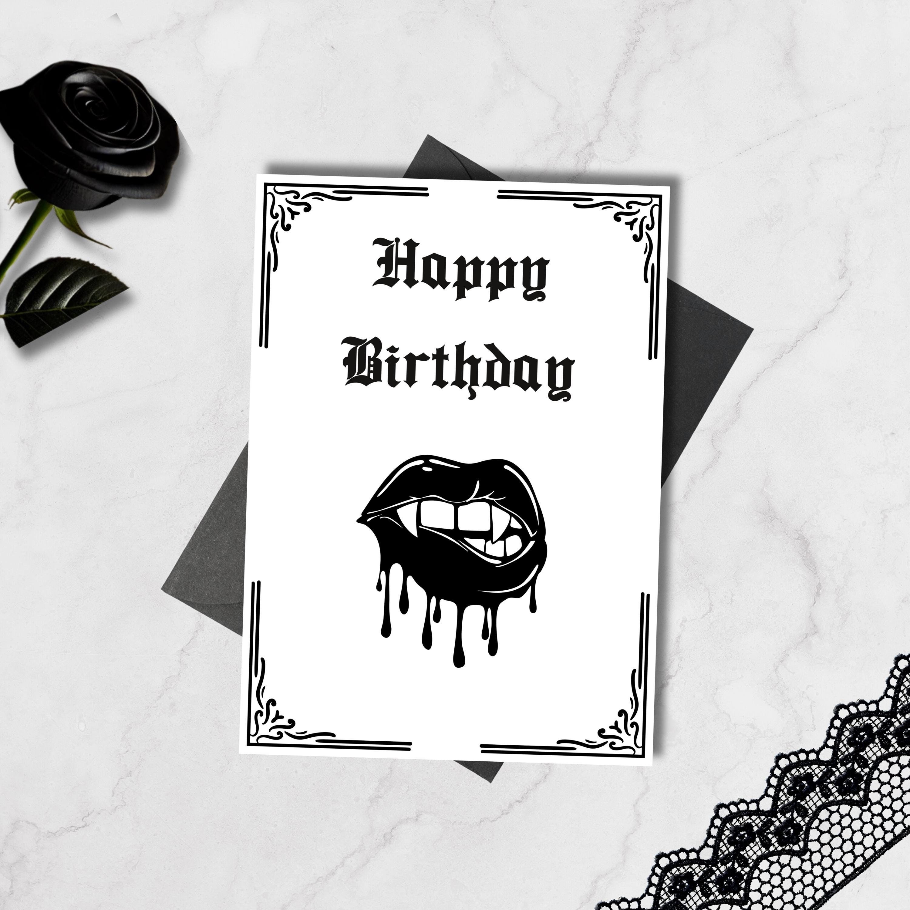 Printable Vampire Gothic Birthday Card, Goth Gift, Vampire Card 5x7 ...