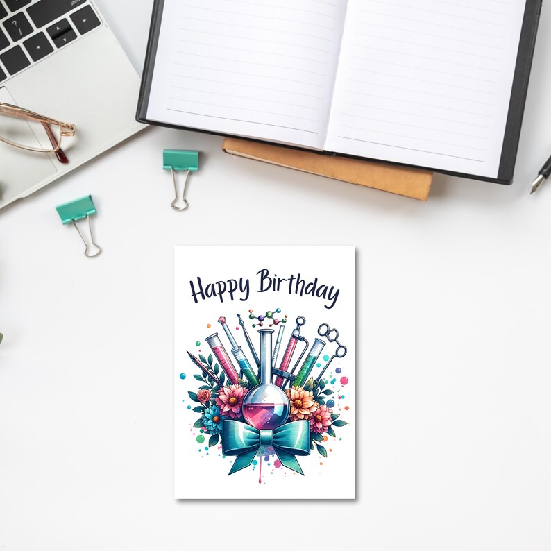 Science Birthday Card Printable 5x7 Gift for Scientists, Biologists ...