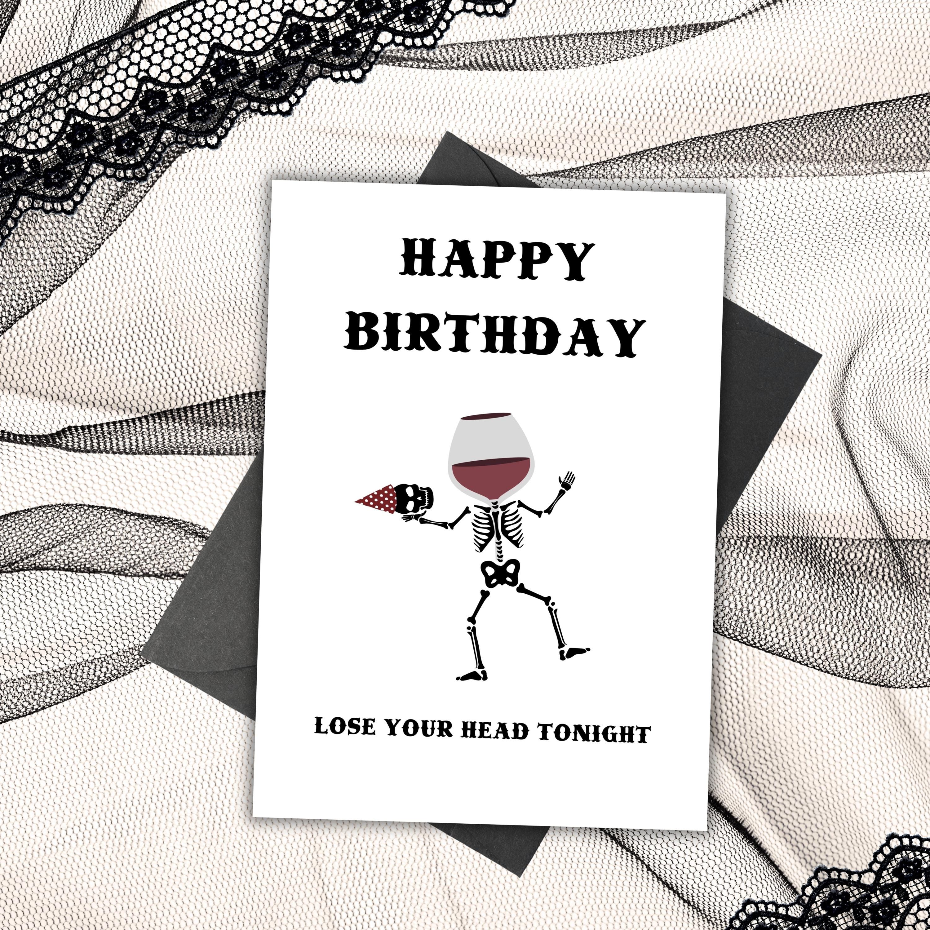 Printable Skeleton Birthday Card: Gothic Greeting Card (5x7) (digital ...