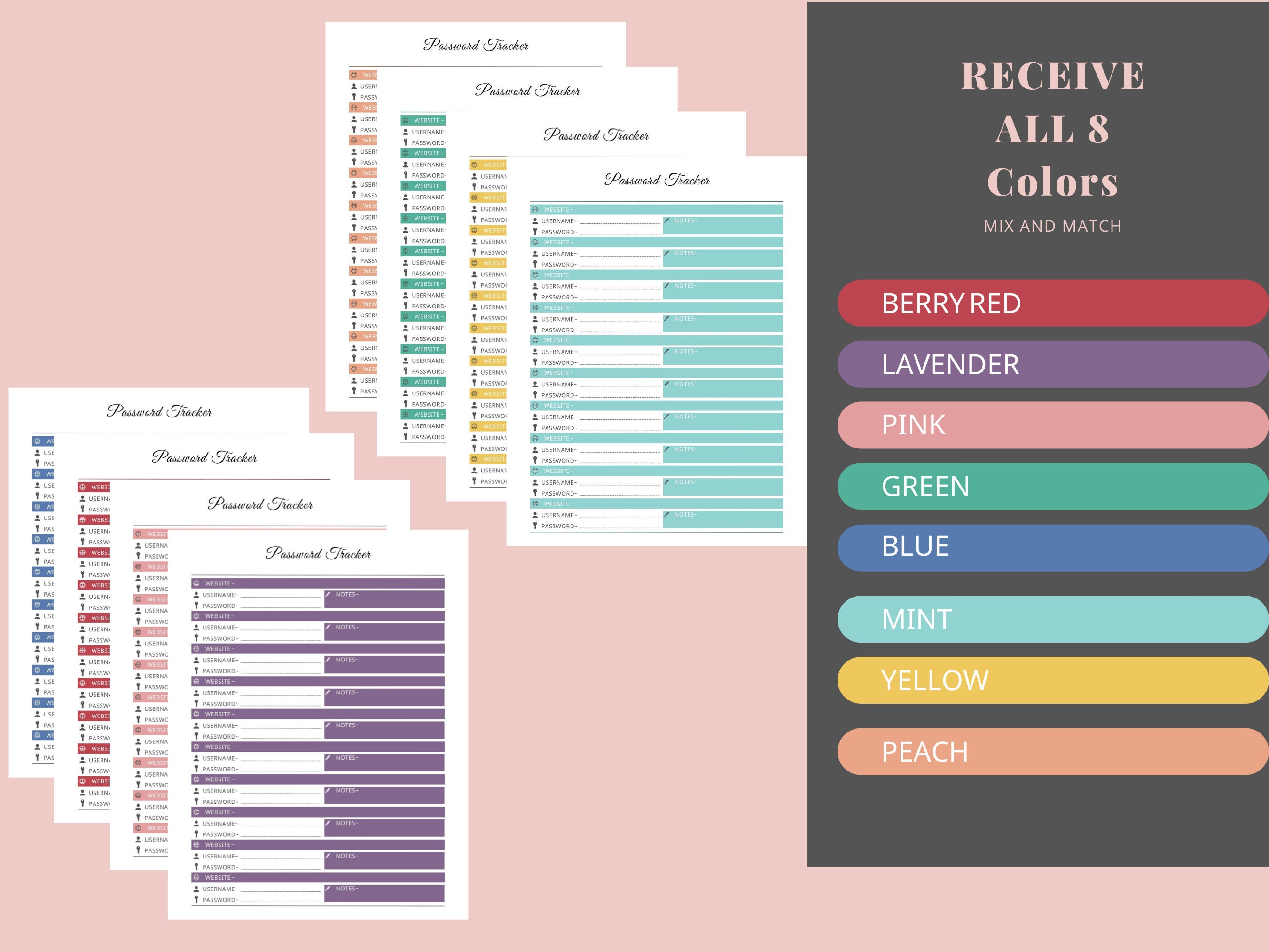Cute Password Tracker Printable A4 Planner - Etsy