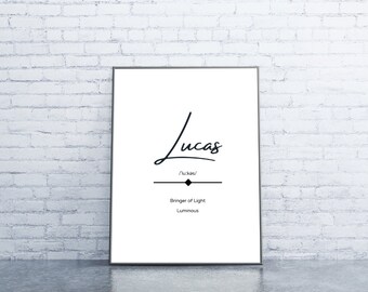 Lucas Baby Name Meaning Baby Names Nursery Sign Boy Names Printables ...