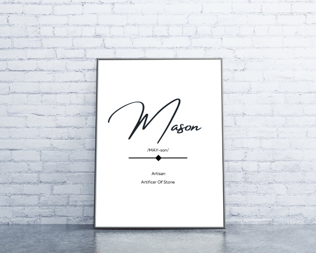 Mason Baby Name Meaning Baby Names Nursery Sign Boy Names Printables ...