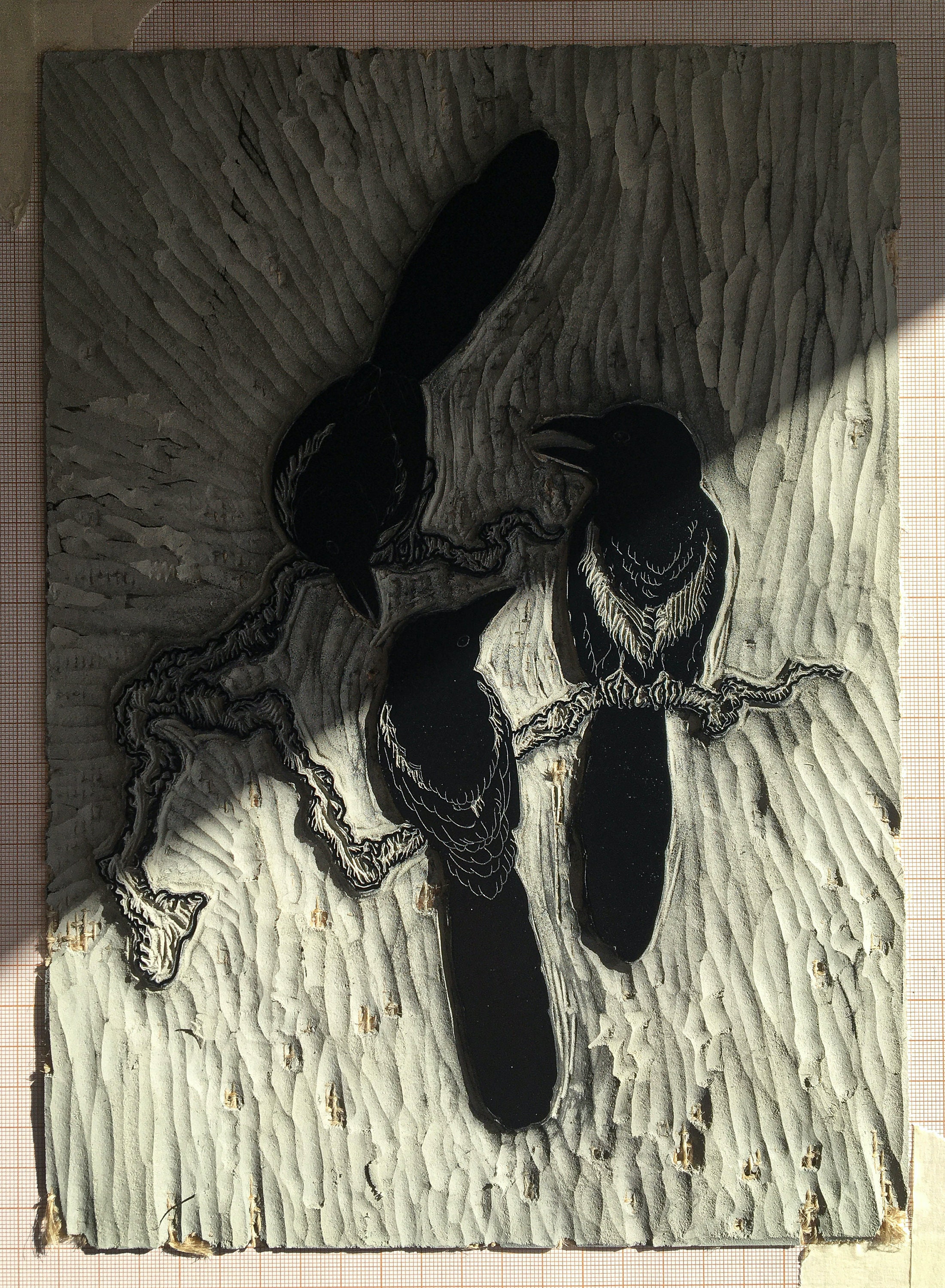 Magpies. Fine Art Print, Linocut, Limited Edition, Handcrafted Print ...