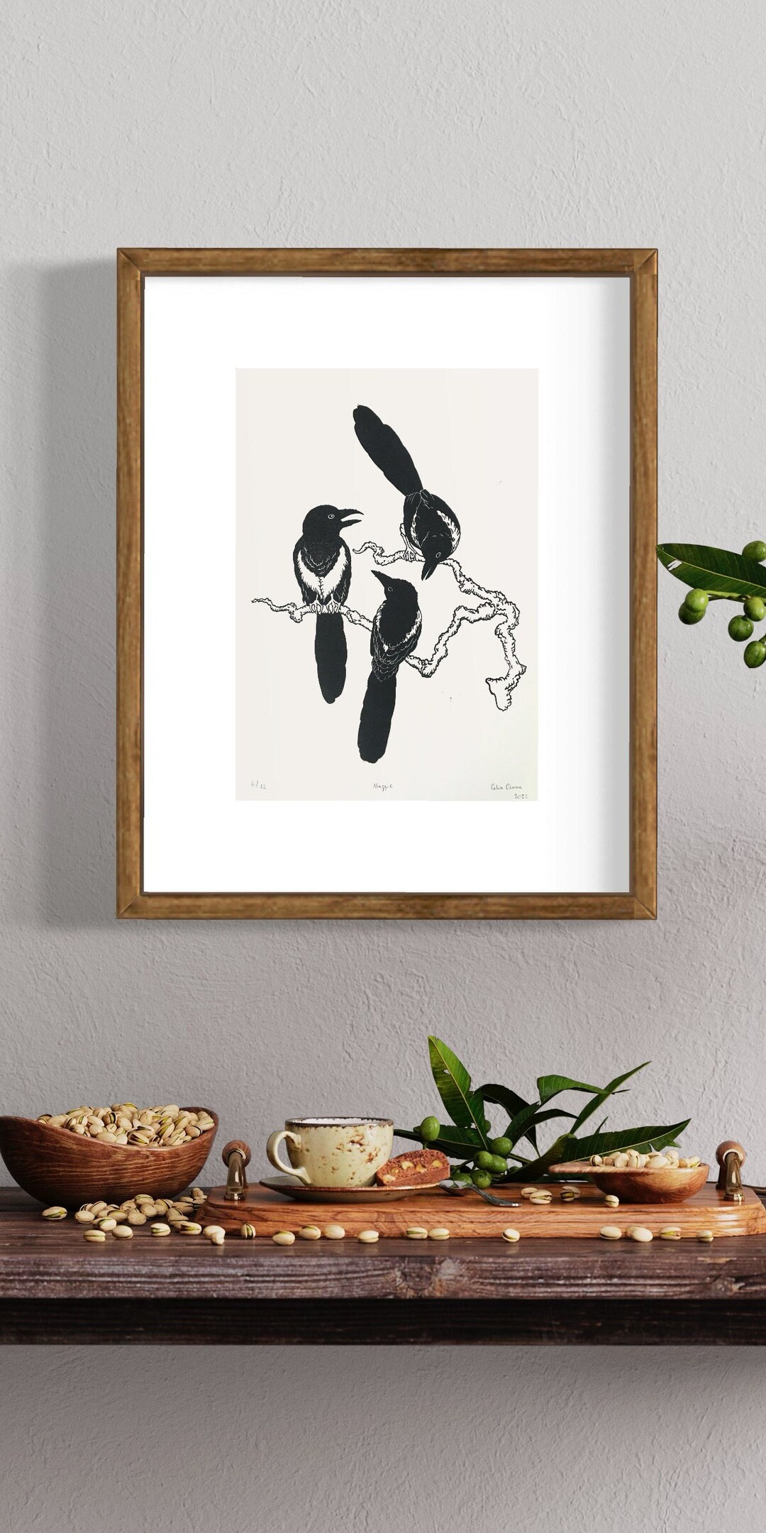 Magpies. Fine Art Print, Linocut, Limited Edition, Handcrafted Print ...