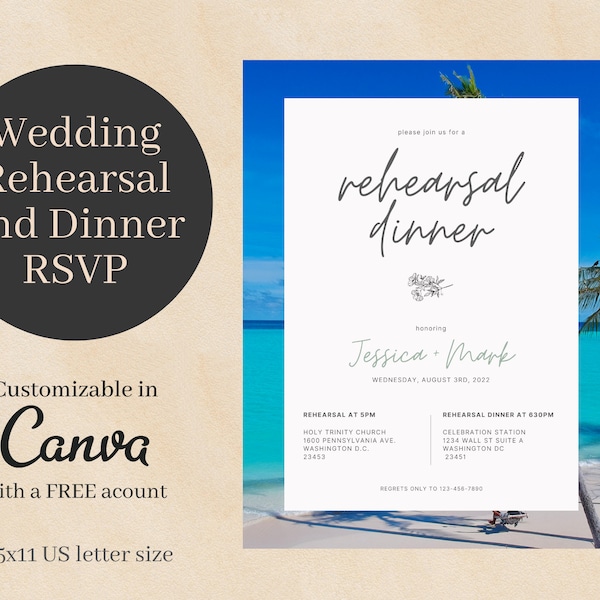 Rehearsal Dinner Invitation With Rsvp Card - Etsy