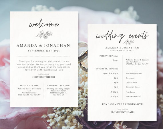 Wedding Invite and Wedding Timeline Template Wedding | Etsy