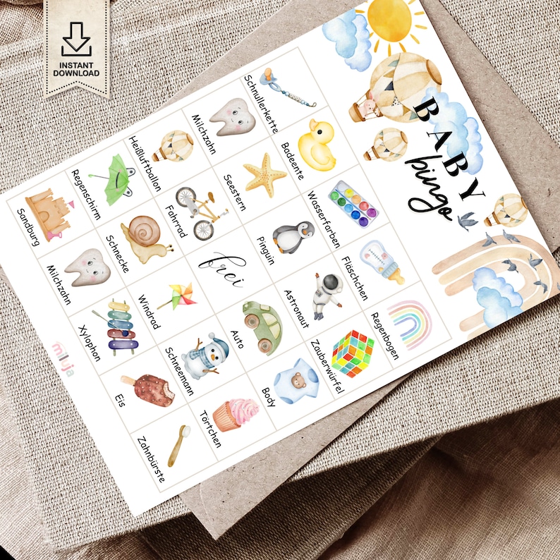 Baby Shower Baby Bingo Game German to Print - Etsy