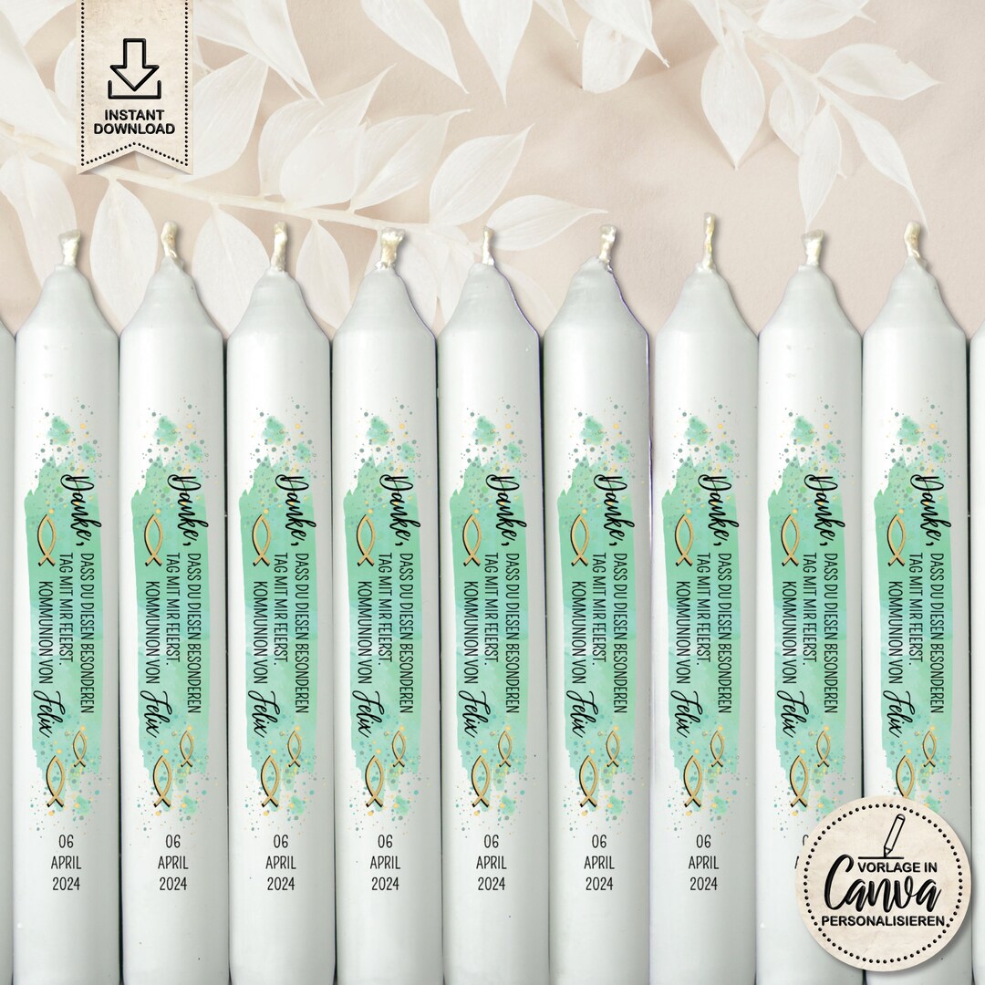 Candle Tattoo Communion Guest Gift to Personalize PDF - Etsy UK