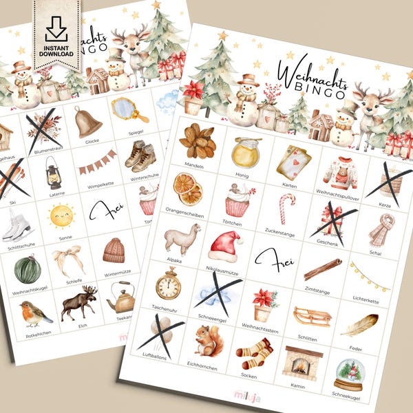 Weihnachten bingo ausdrucken - Etsy.de