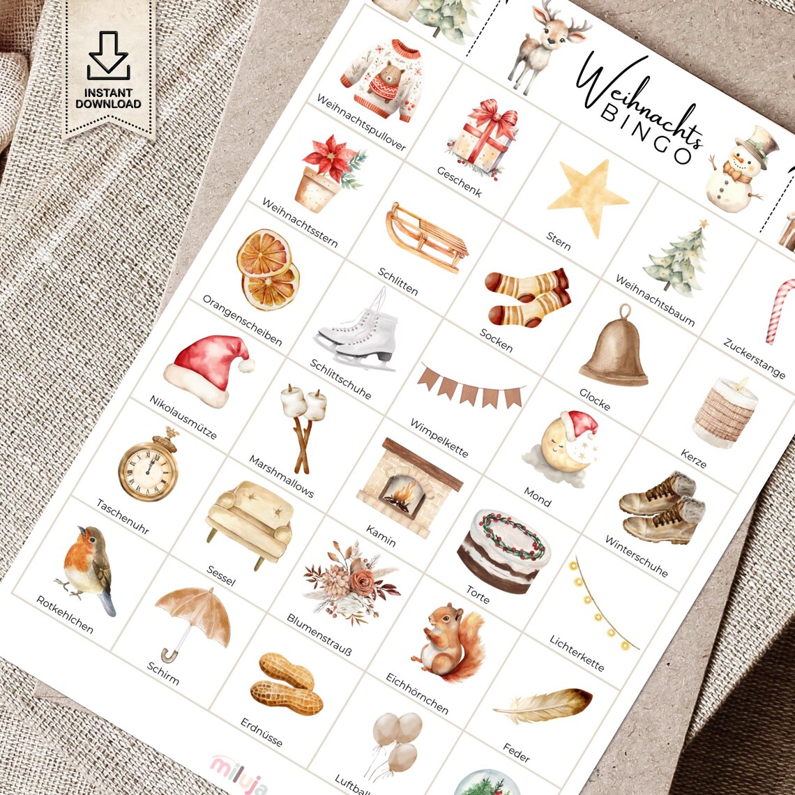 Christmas Games German | Bingo Christmas to Print - Etsy