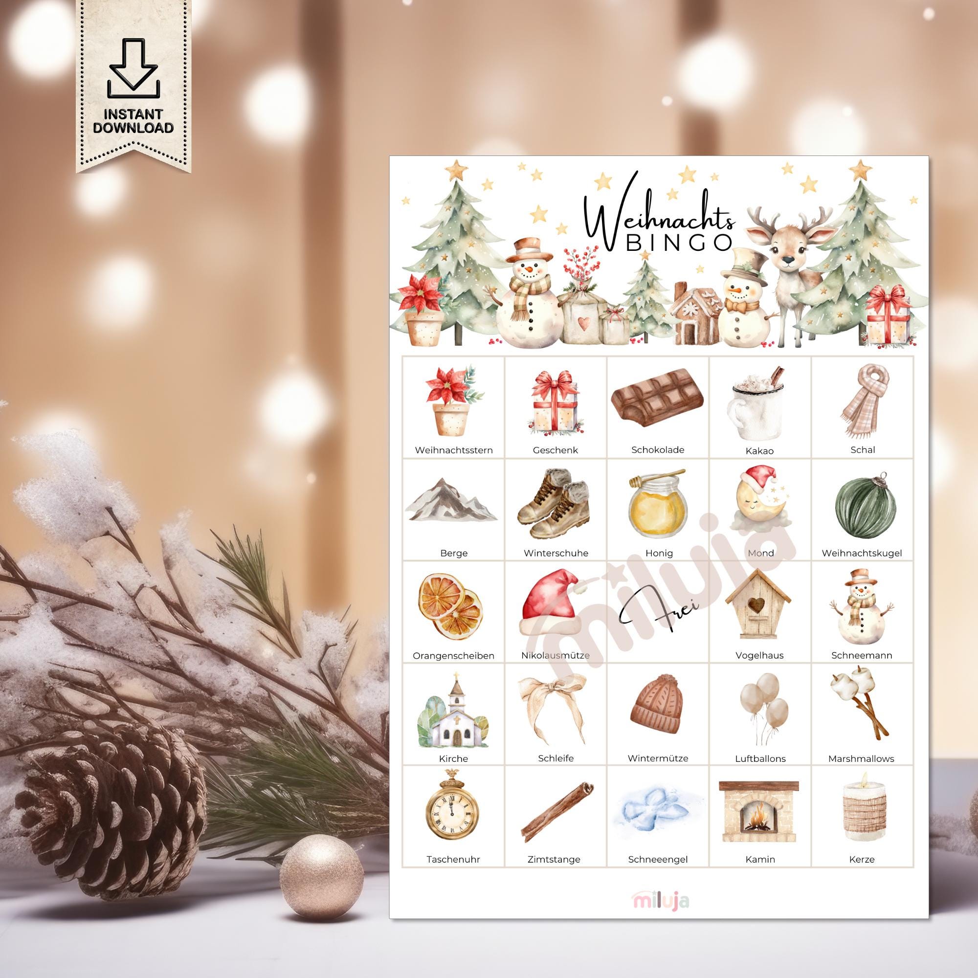 Christmas Games German | Bingo Christmas to Print - Etsy
